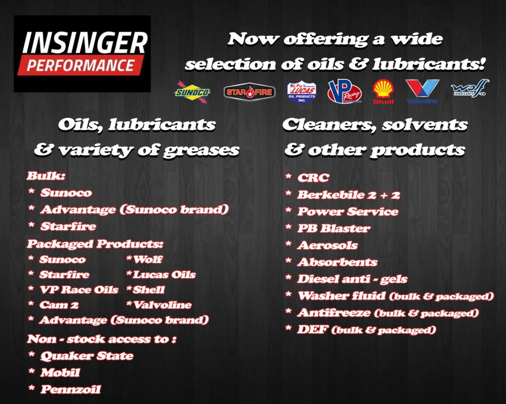 Oils & Lubricants - Insinger Performance